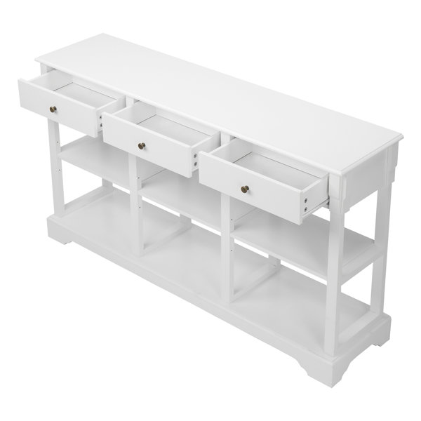 Winston Porter Console Sofa Table With Ample Storage And 3 Drawers & Reviews | Wayfair